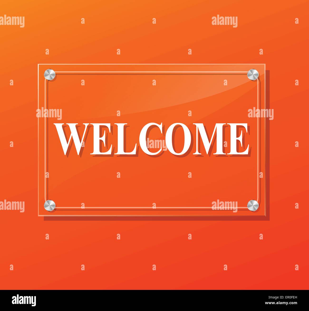 illustration of transparent welcome sign on orange background Stock ...