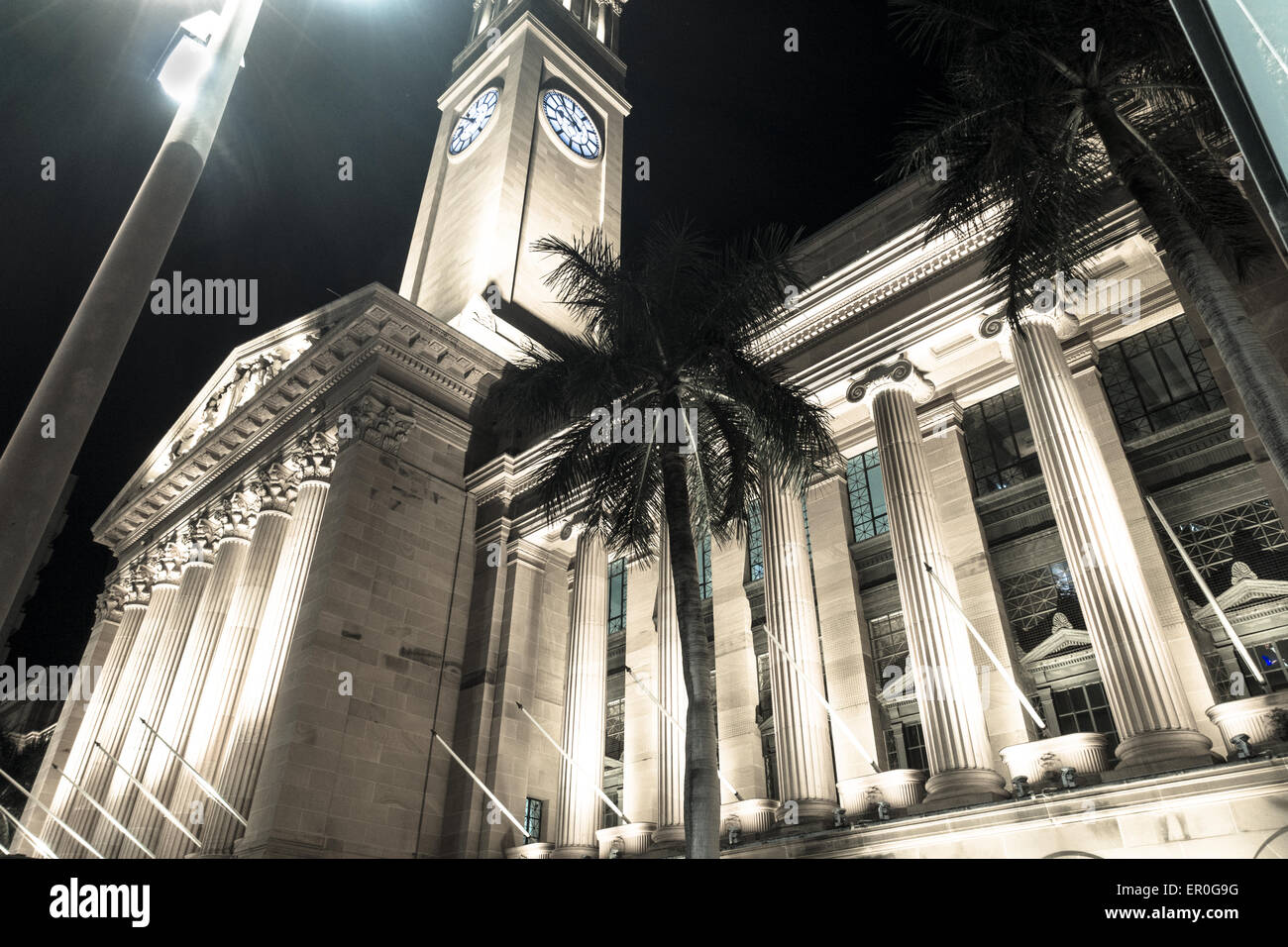 Brisbane City Hall at Night Stock Photo - Alamy