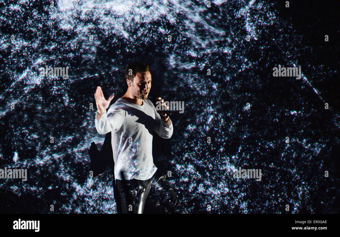 Vienna, Austria. 23rd May, 2015. Mans Zelmerlow representing Sweden ...