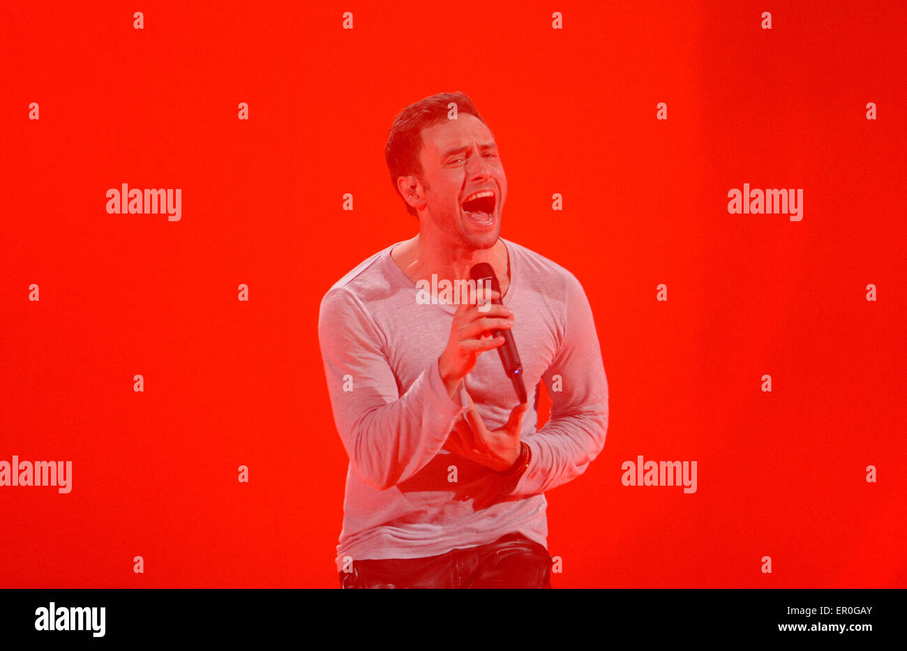 Vienna, Austria. 23rd May, 2015. Mans Zelmerlow representing Sweden ...