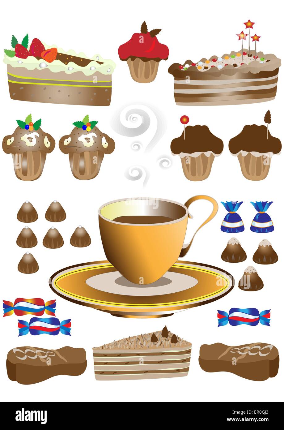 Coffee eclair Stock Vector Images - Alamy