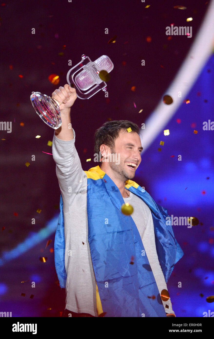 Vienna, Austria. 23rd May, 2015. Mans Zelmerlow representing Sweden ...