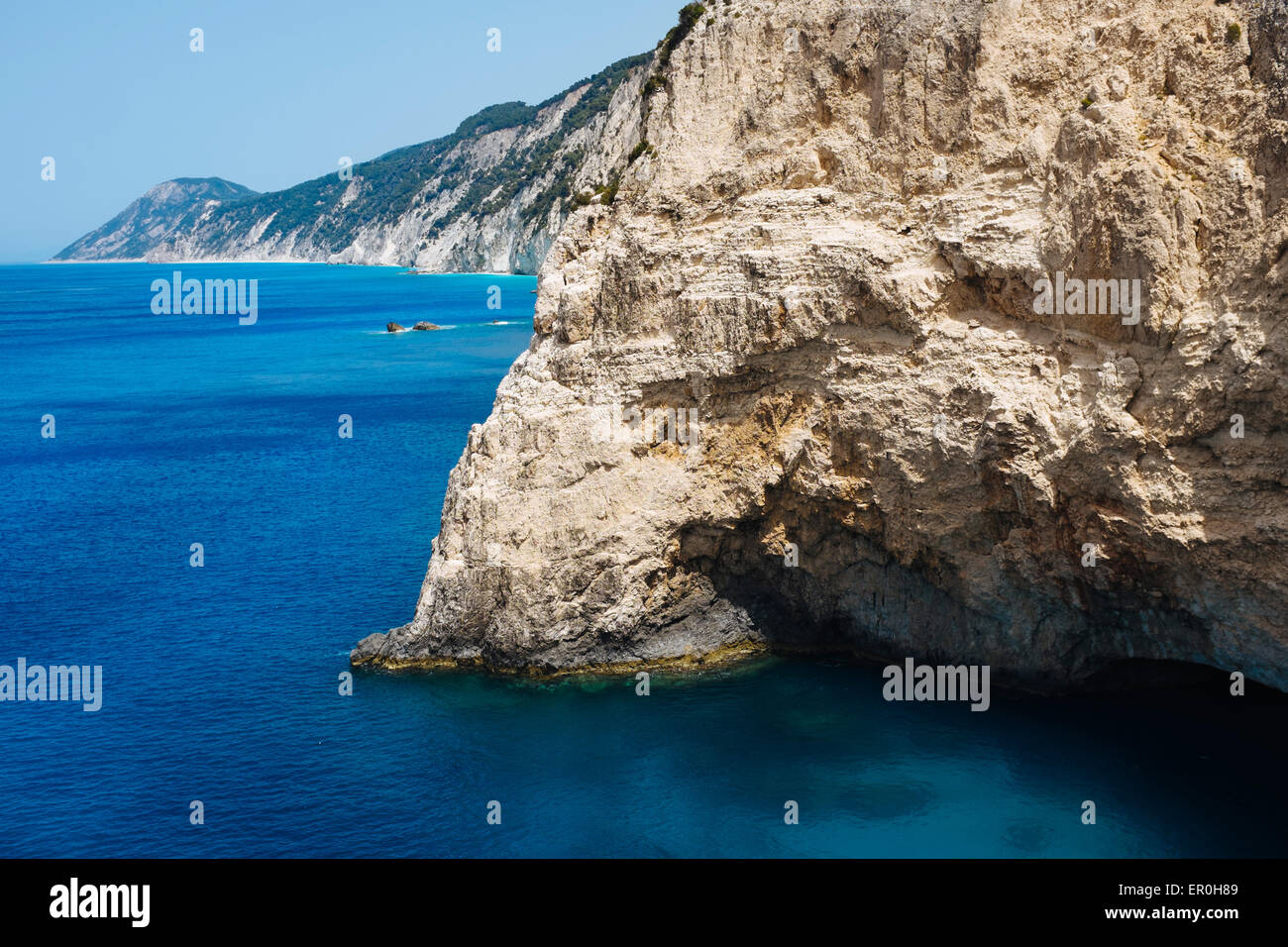 Lefkada island rocky shoreline, Greece Stock Photo - Alamy