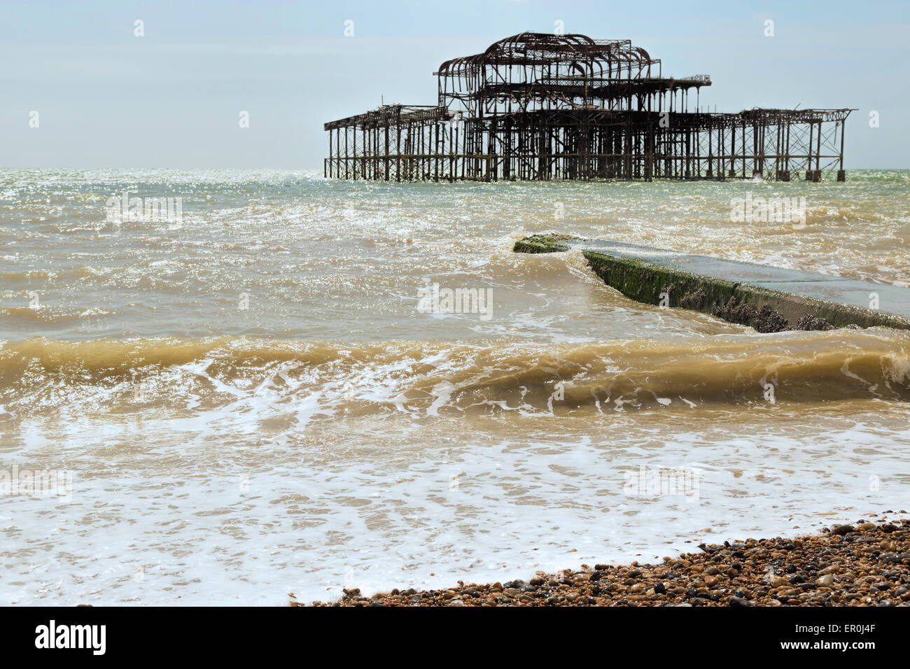 Brighton burnt pier burned hi-res stock photography and images - Alamy