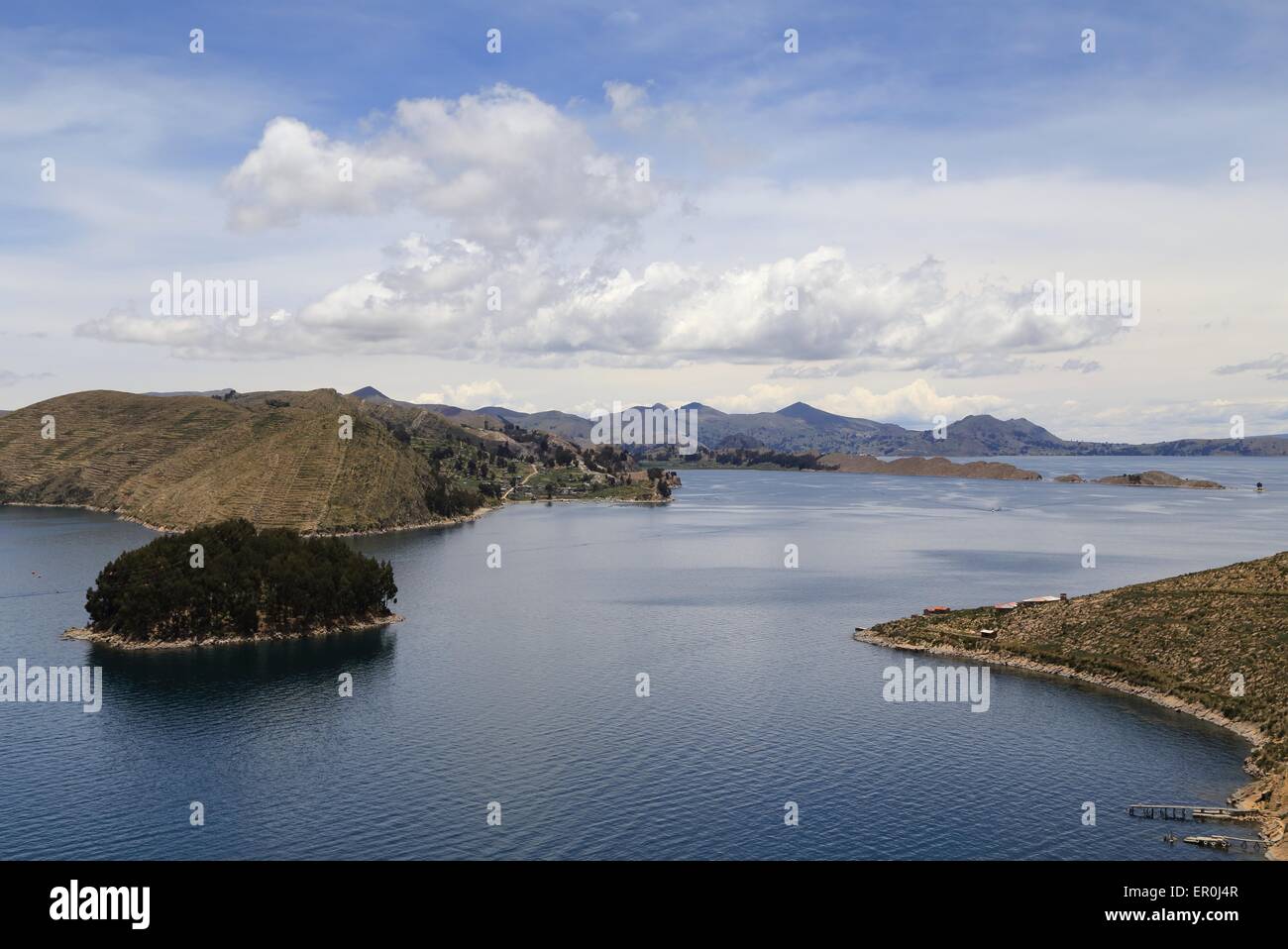 View from the Isla del Sol (Island of the Sun), the largest island on ...