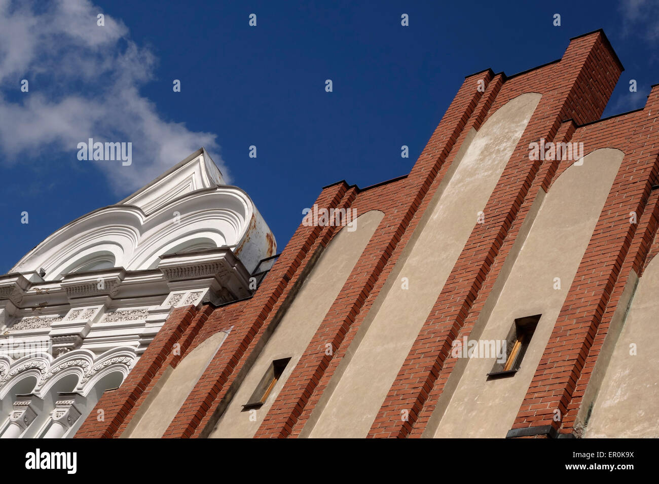 Facade of old buildings in the old town of Vilnius a UNESCO World ...