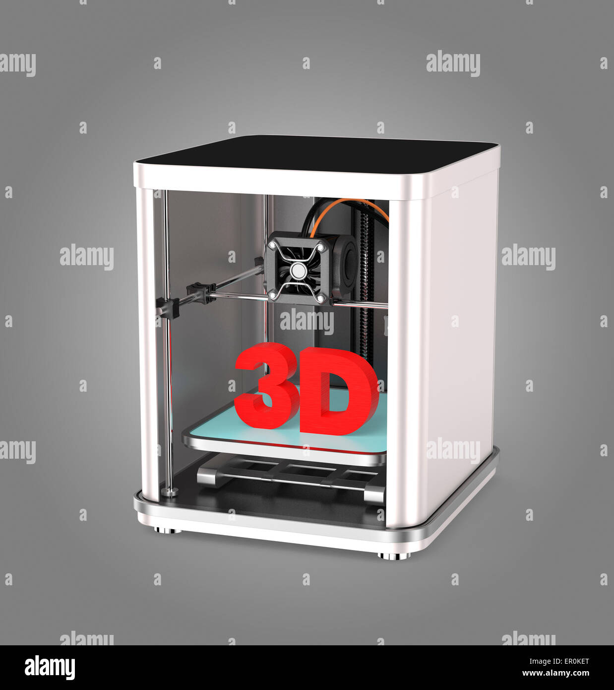 3D printer and solid 3D text inside. Clipping path available Stock ...