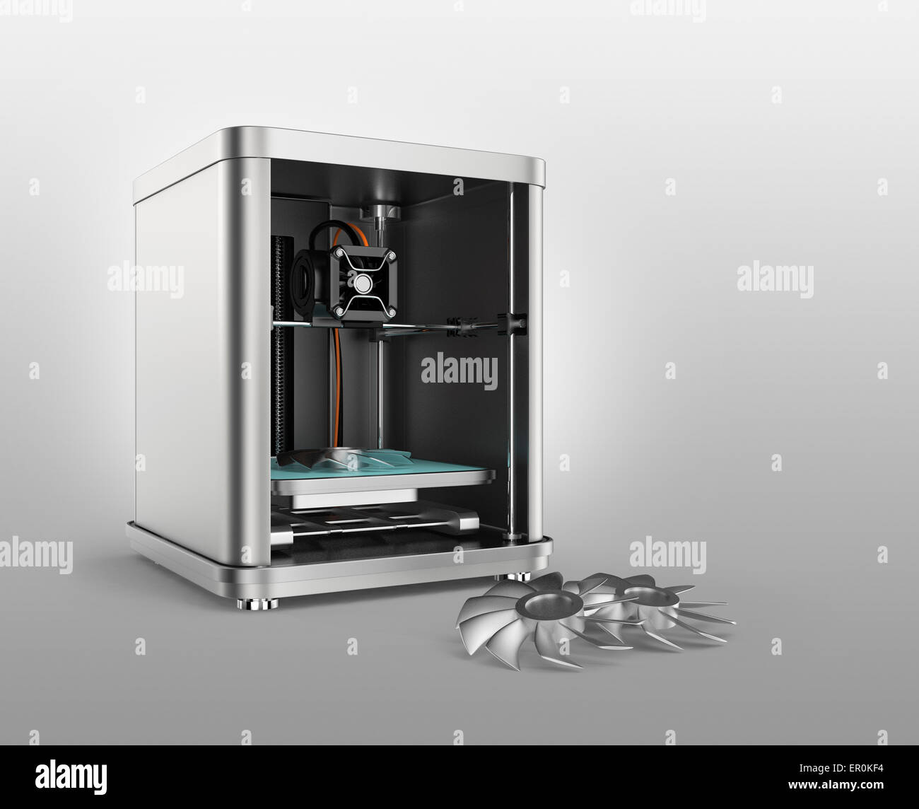 3D printer printing metal fan parts. Concept for 3D metal material ...