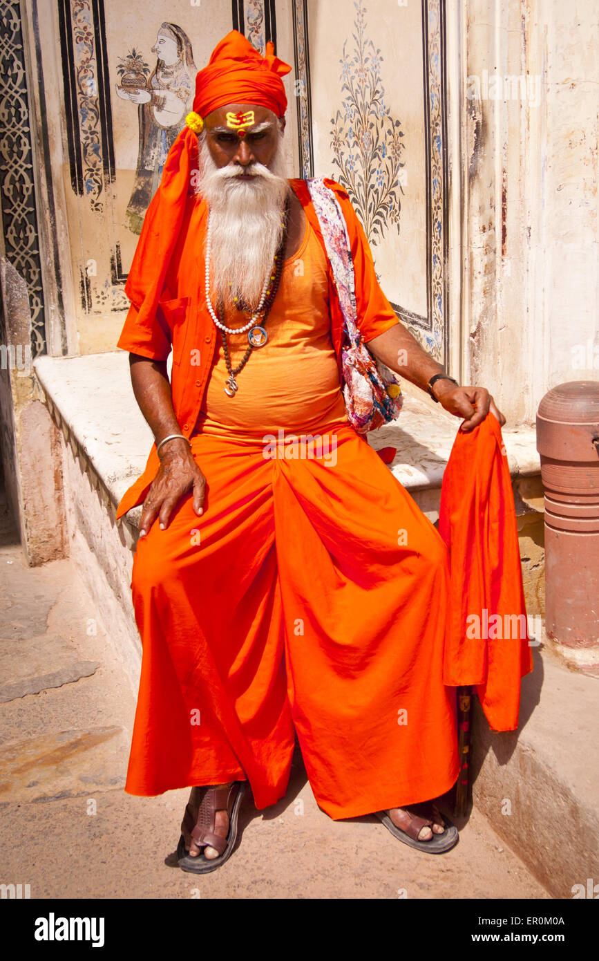 Portrait of undefined Indian sadhu - holy man, posing in front of the ...