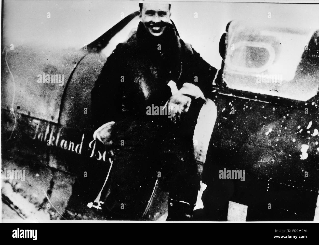 The pilot of a WW2 Spitfire sponsored by the Falkland Islands, a ...