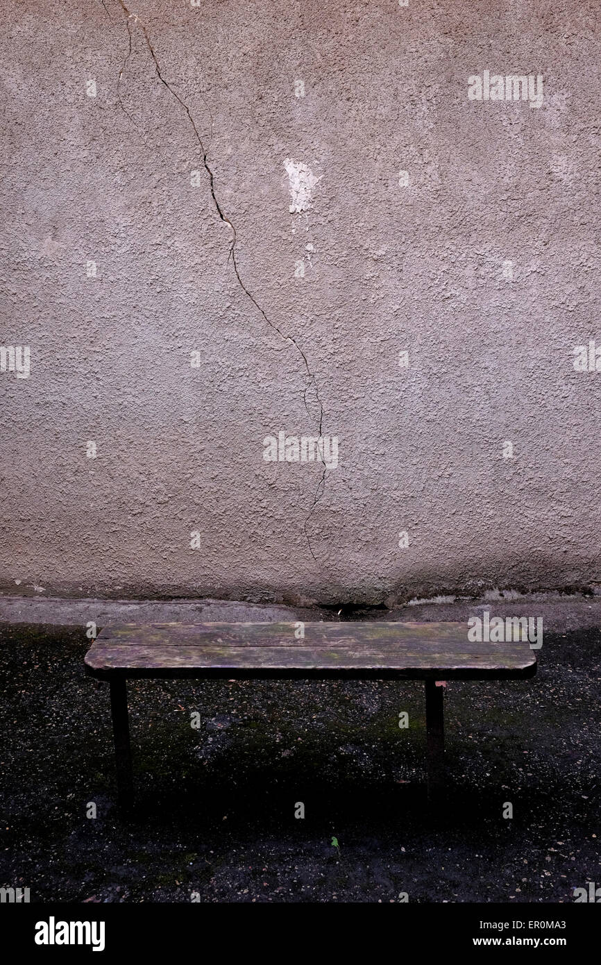 A bench at an ordinary outdoor cell at the former KGB prison now the ...