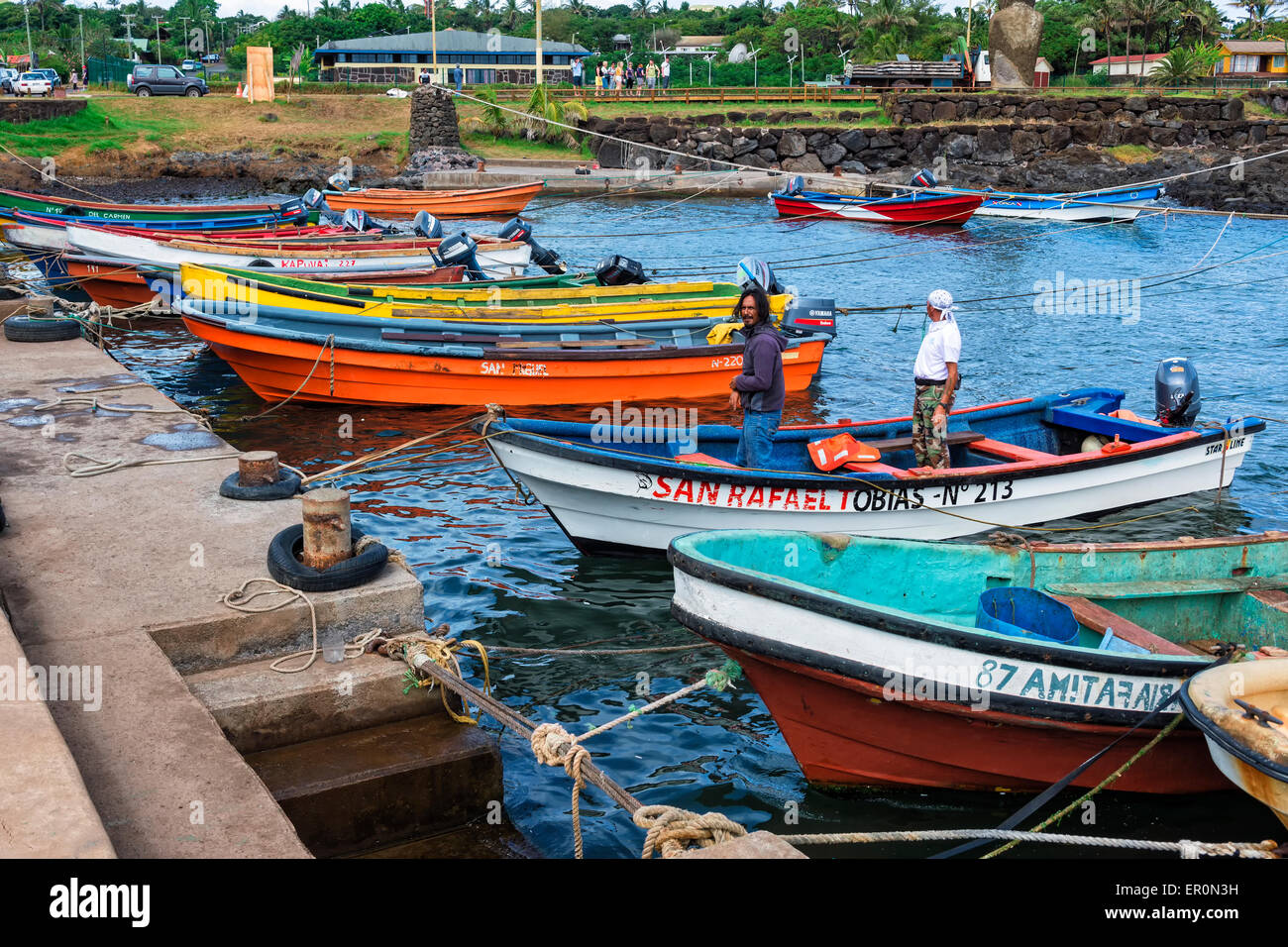 Hanga Roa fishing harbour, Easter Island, Chile Stock Photo - Alamy