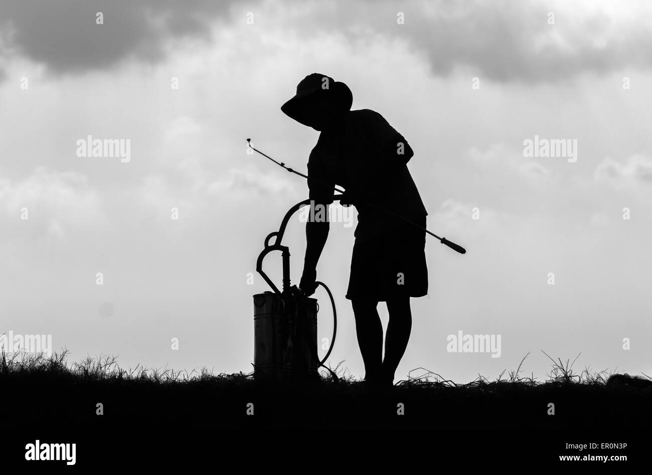 Hand spraying Black and White Stock Photos & Images - Alamy