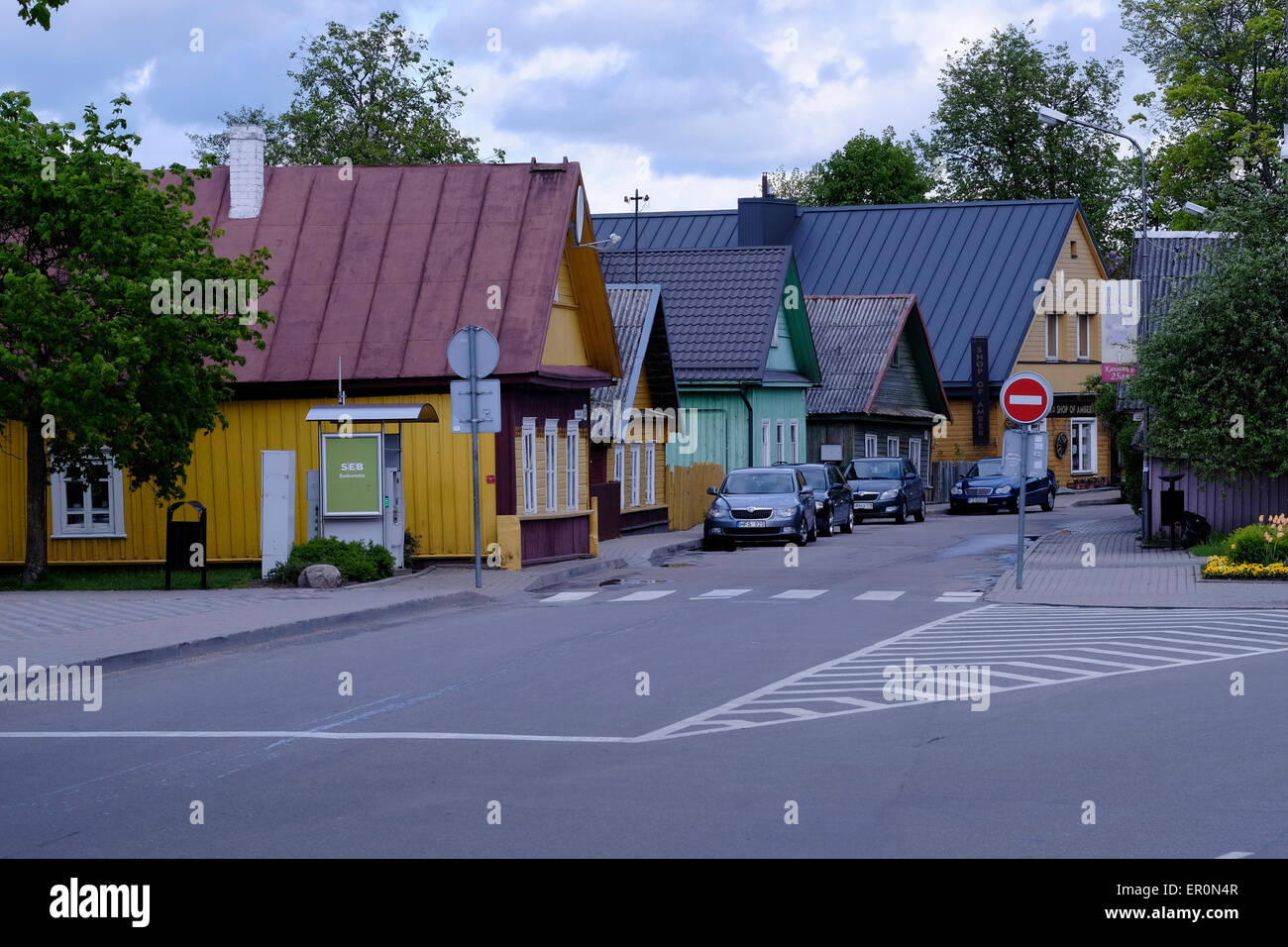 Wooden houses typical to the Karaite ethnic minority in the town of ...