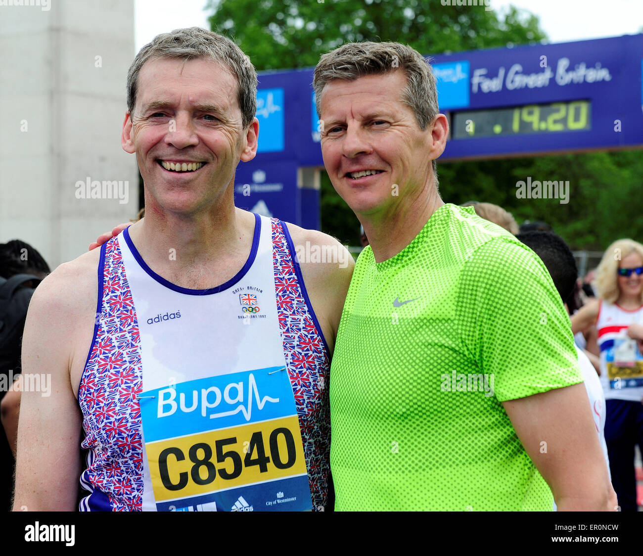 London, UK. 24th May, 2015. BUPA Westminster Mile. Steve Cram at the ...