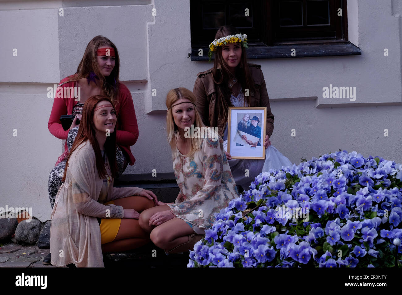 Lithuanian women during Putvinskio street day in the old city of Kaunas ...
