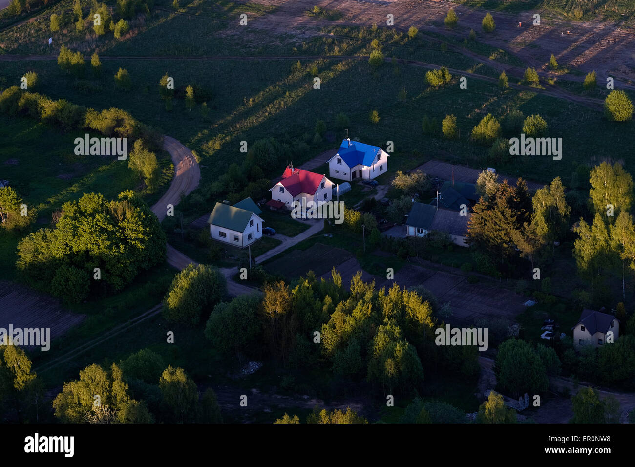 Aerial view of the suburbs of the city of Vilnius, the capital of ...
