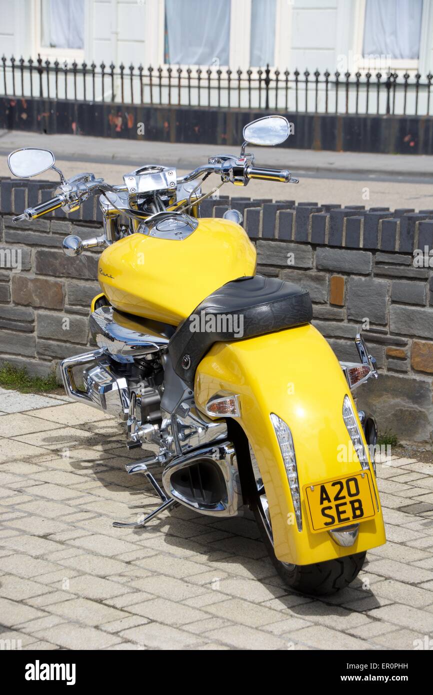 A unusual yellow custom chopper Stock Photo - Alamy