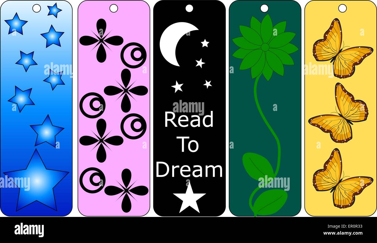 Set of 5 Colorful Bookmarks Stock Vector Image & Art - Alamy