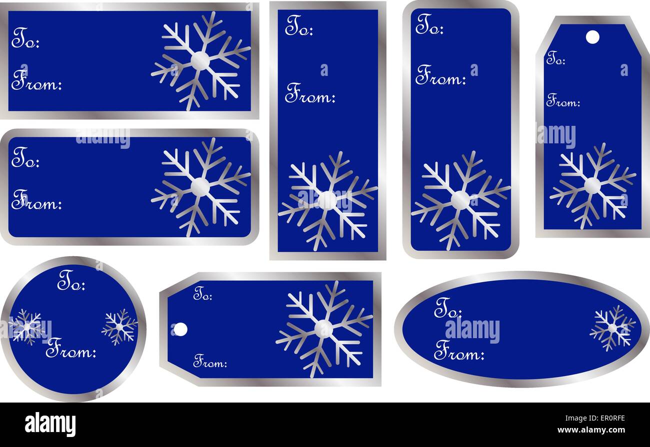 Set of Christmas Gift Tags in Blue Stock Vector Image & Art - Alamy