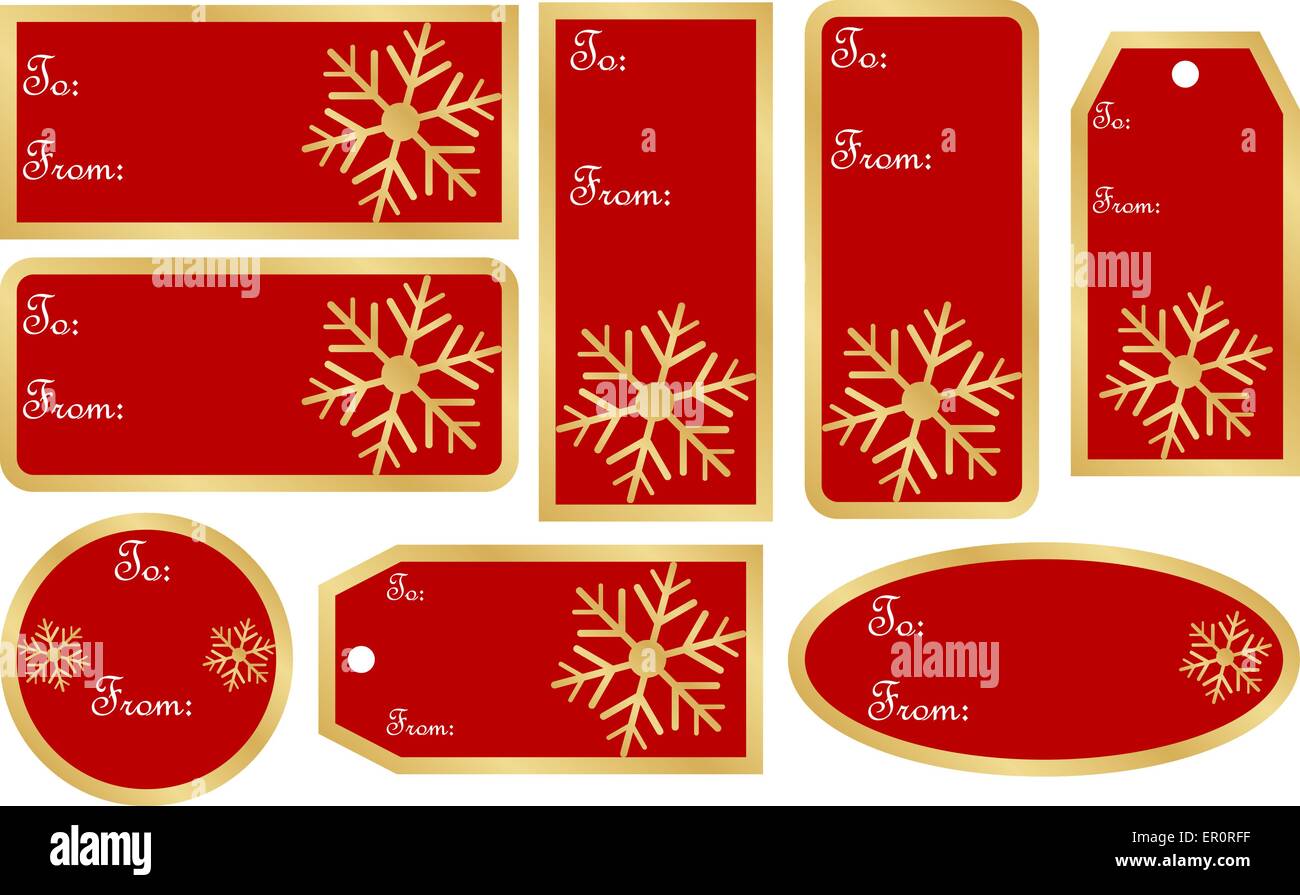 Set of Christmas Gift Tags in Red Stock Vector Image & Art - Alamy