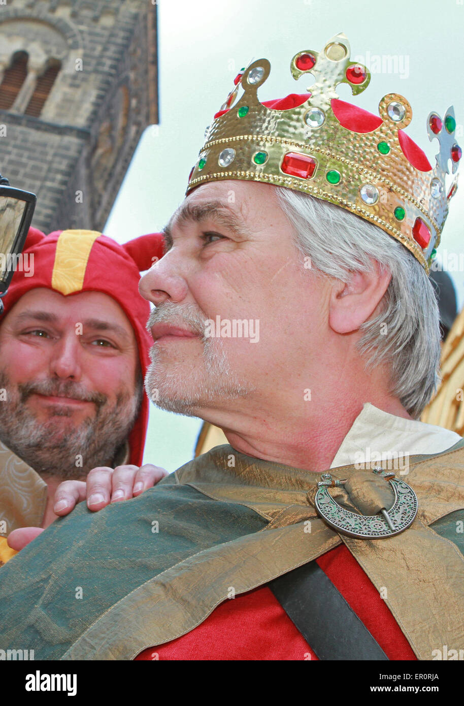 Quedlinburg, Germany. 23rd May, 2015. Eulenspiegel performer Thomas ...