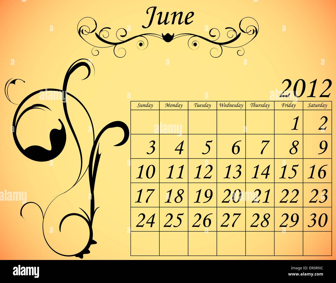 2012 Calendar Set 2 Decorative Flourish June Stock Vector Image & Art ...