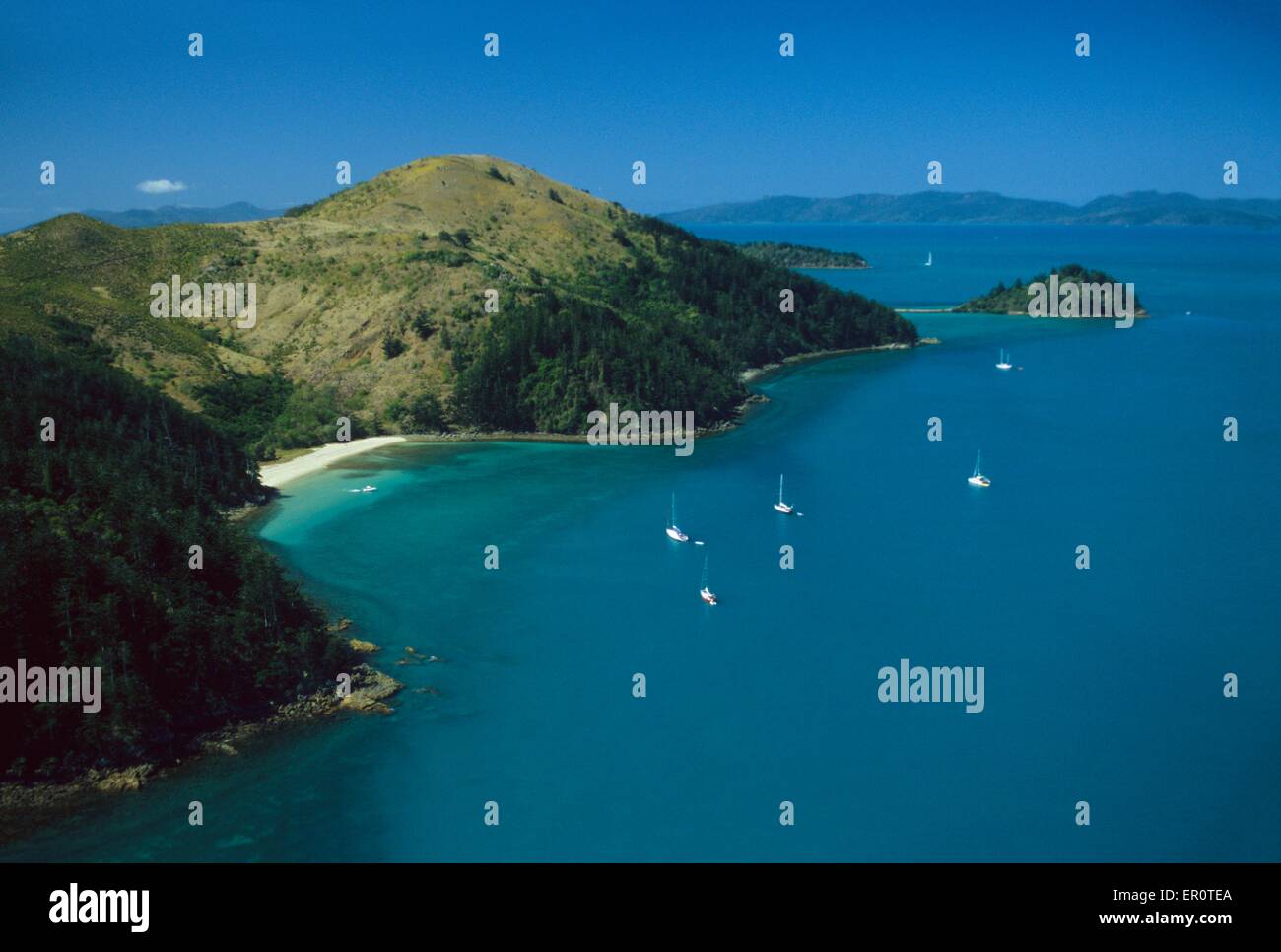 Australia, Queensland, Whitsunday islands, South Molle island (aerial ...