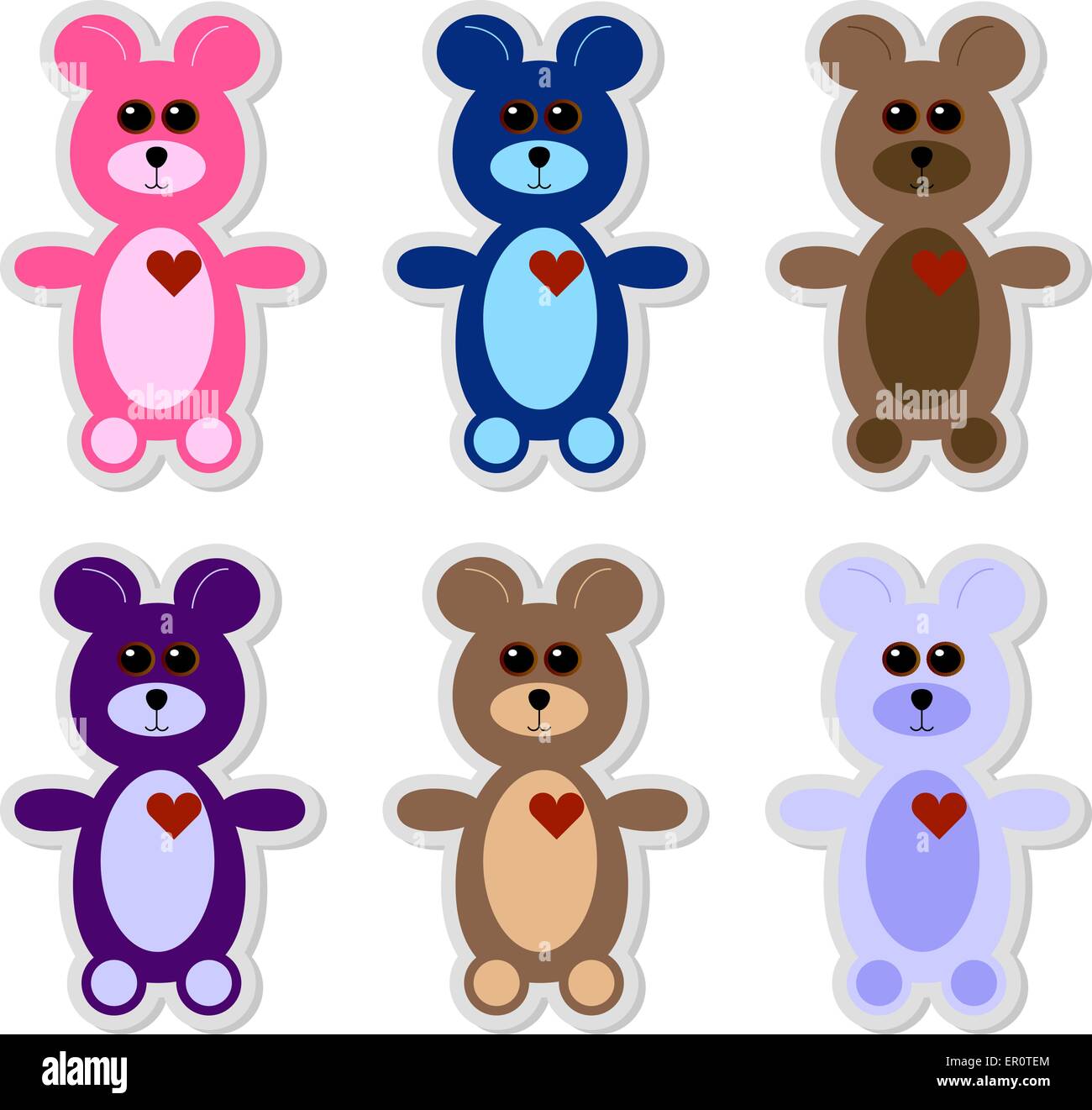 Set of 6 Teddy Bear Stickers Stock Vector Image & Art - Alamy