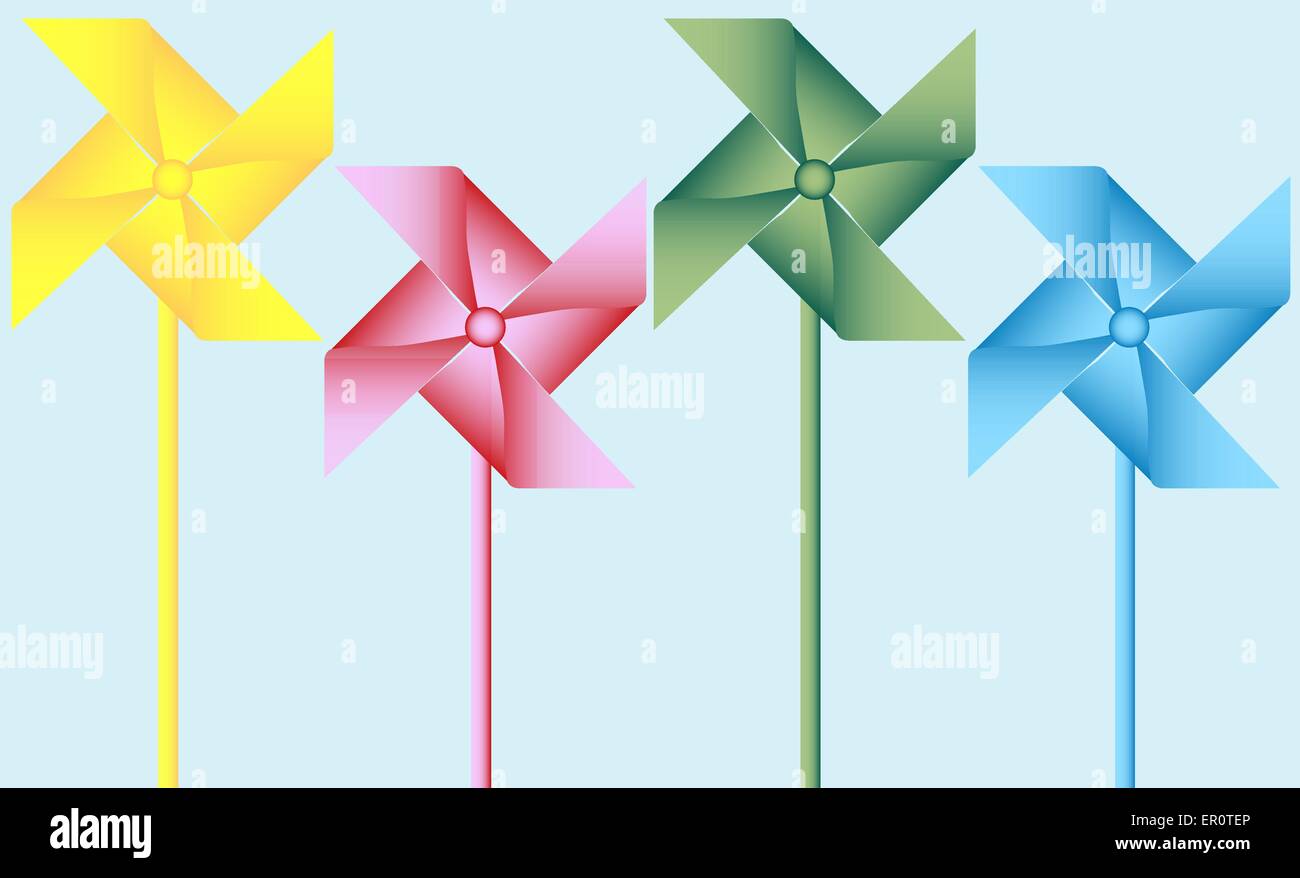 Set of 4 Origami Pinwheels Stock Vector Image & Art - Alamy