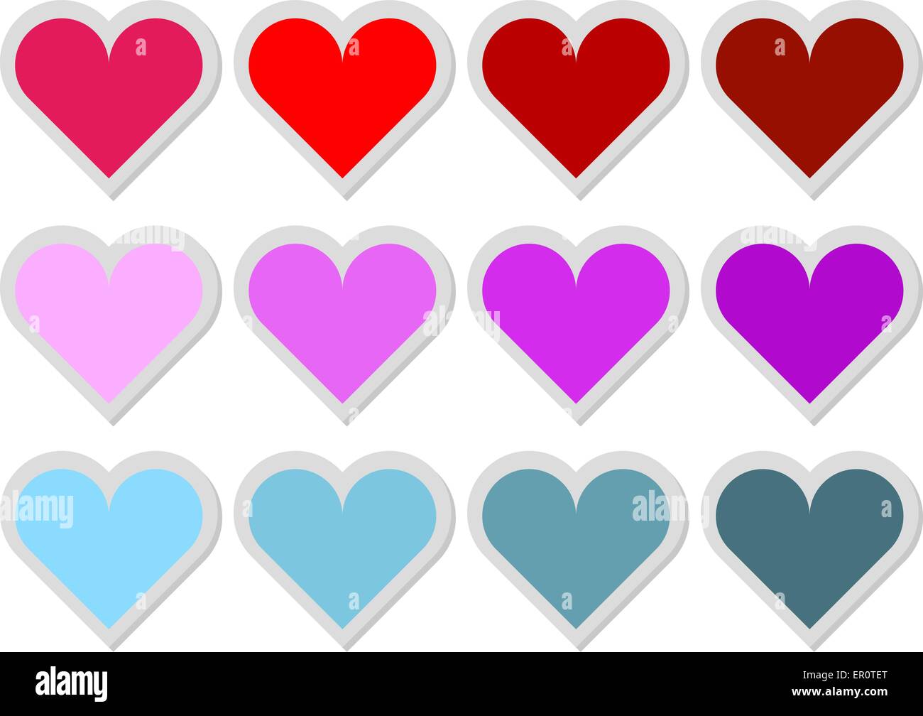 Set of 12 Heart Stickers Stock Vector Image & Art - Alamy