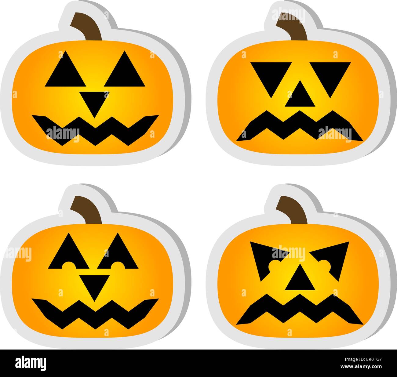 Set of 4 Halloween Jack O'Lantern Stickers Stock Vector Image & Art - Alamy