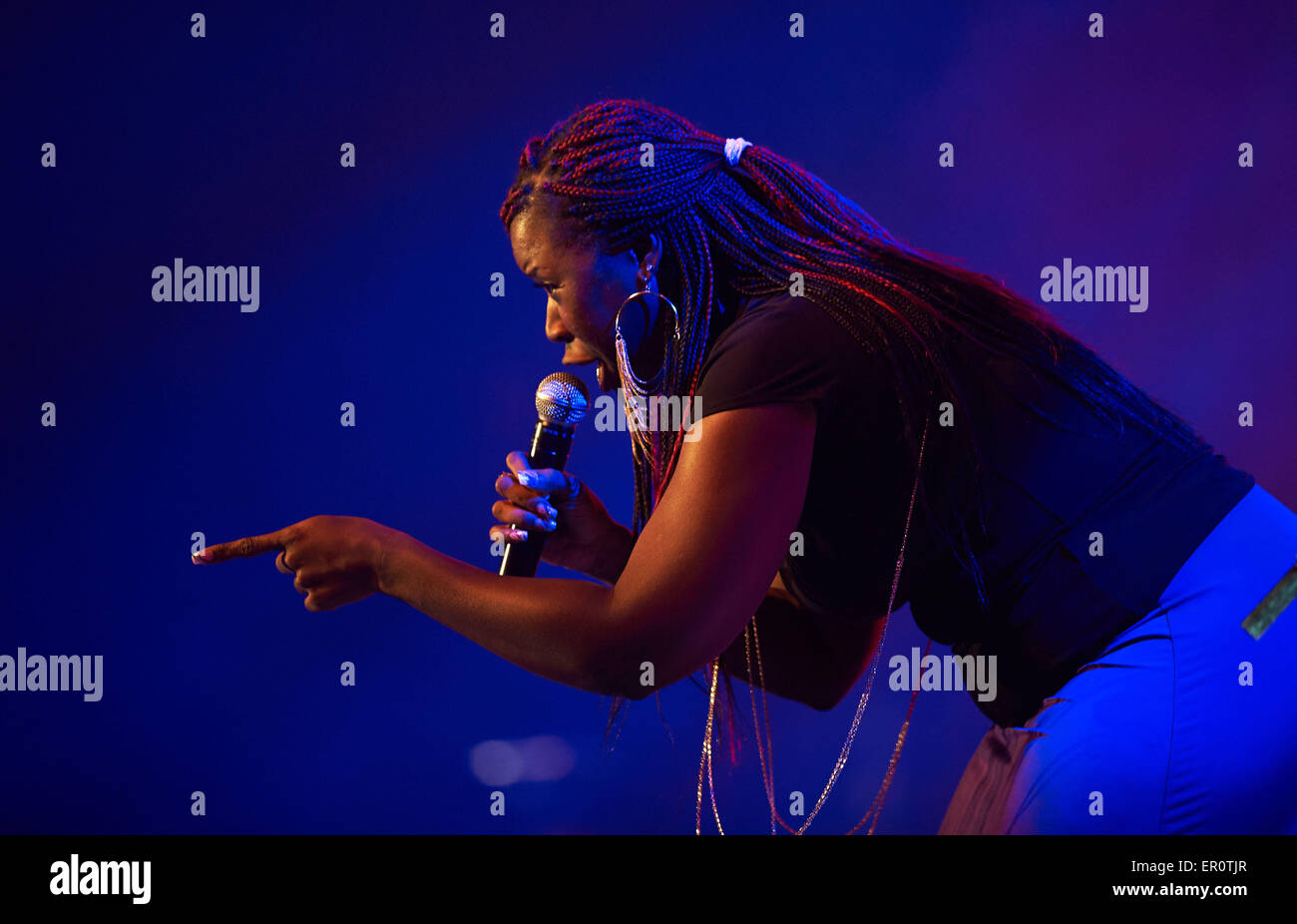 Moers, Germany. 22nd May, 2015. Alexis Jones, lead singer in the "The ...