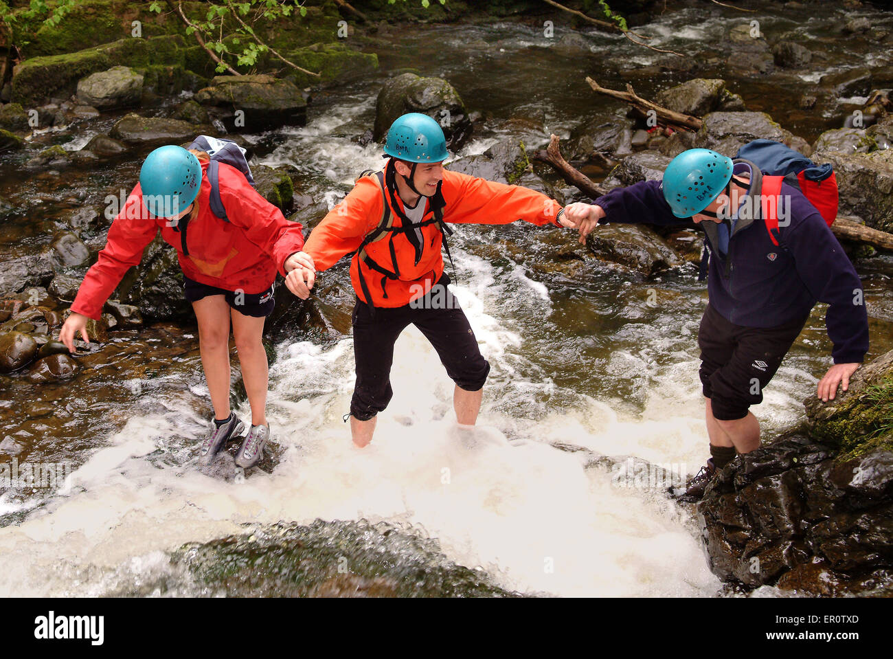 Gorgewalking,an activity sport where participants traverse river ...