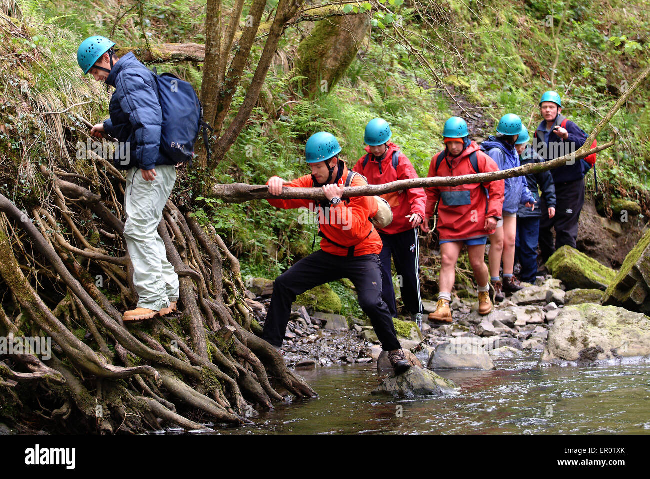 Gorgewalking,an activity sport where participants traverse river ...