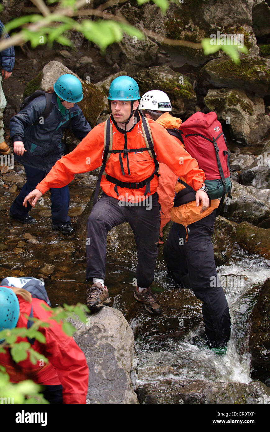 Gorgewalking,an activity sport where participants traverse river ...