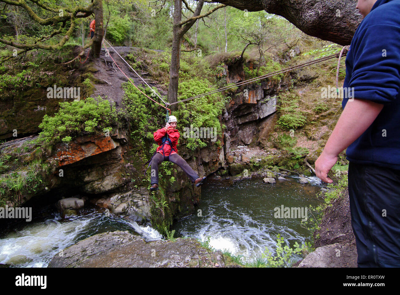 Gorgewalking,an activity sport where participants traverse river ...