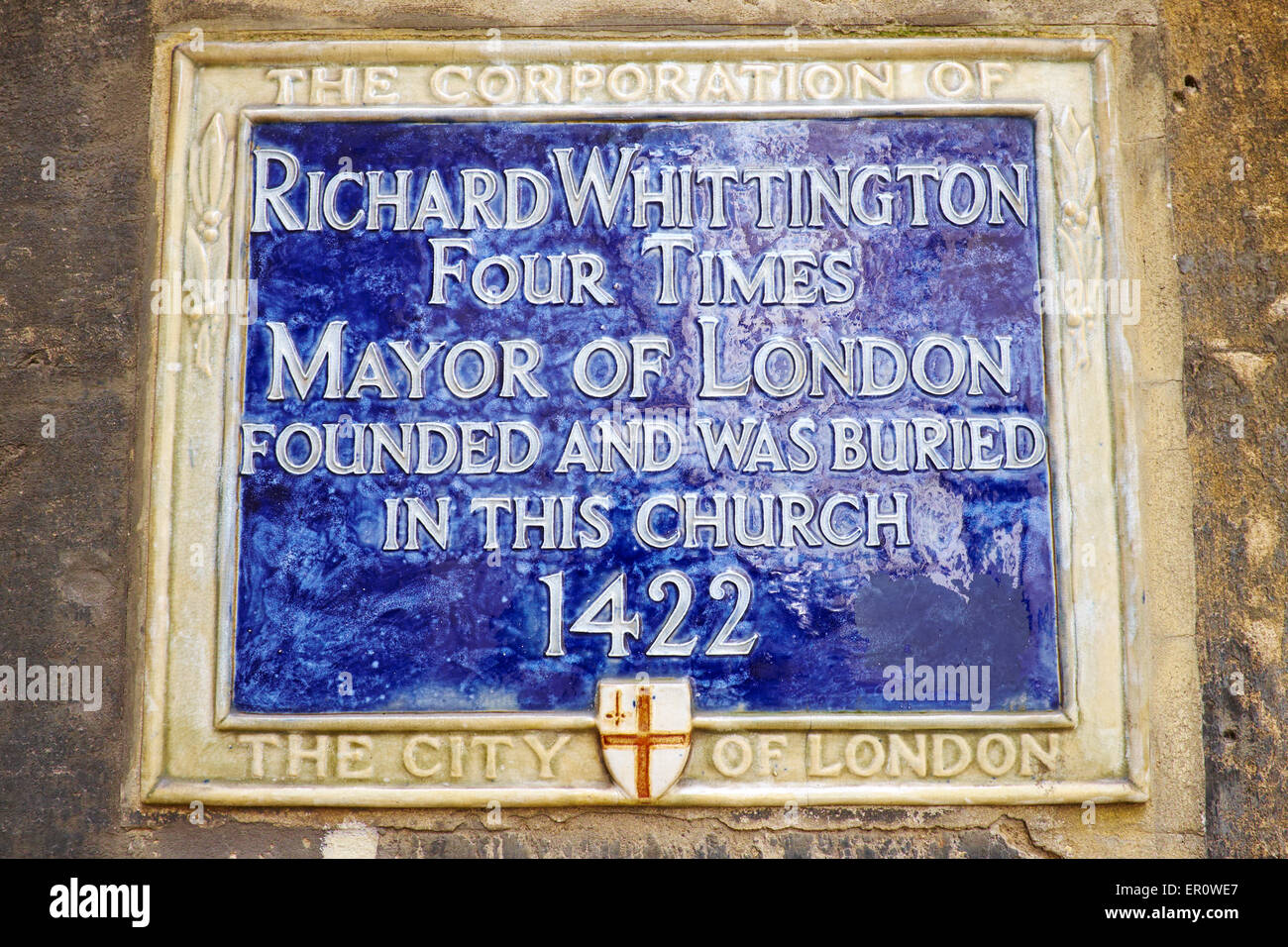Blue Plaque Marking The Church In Which Richard Wittington Is Buried St ...