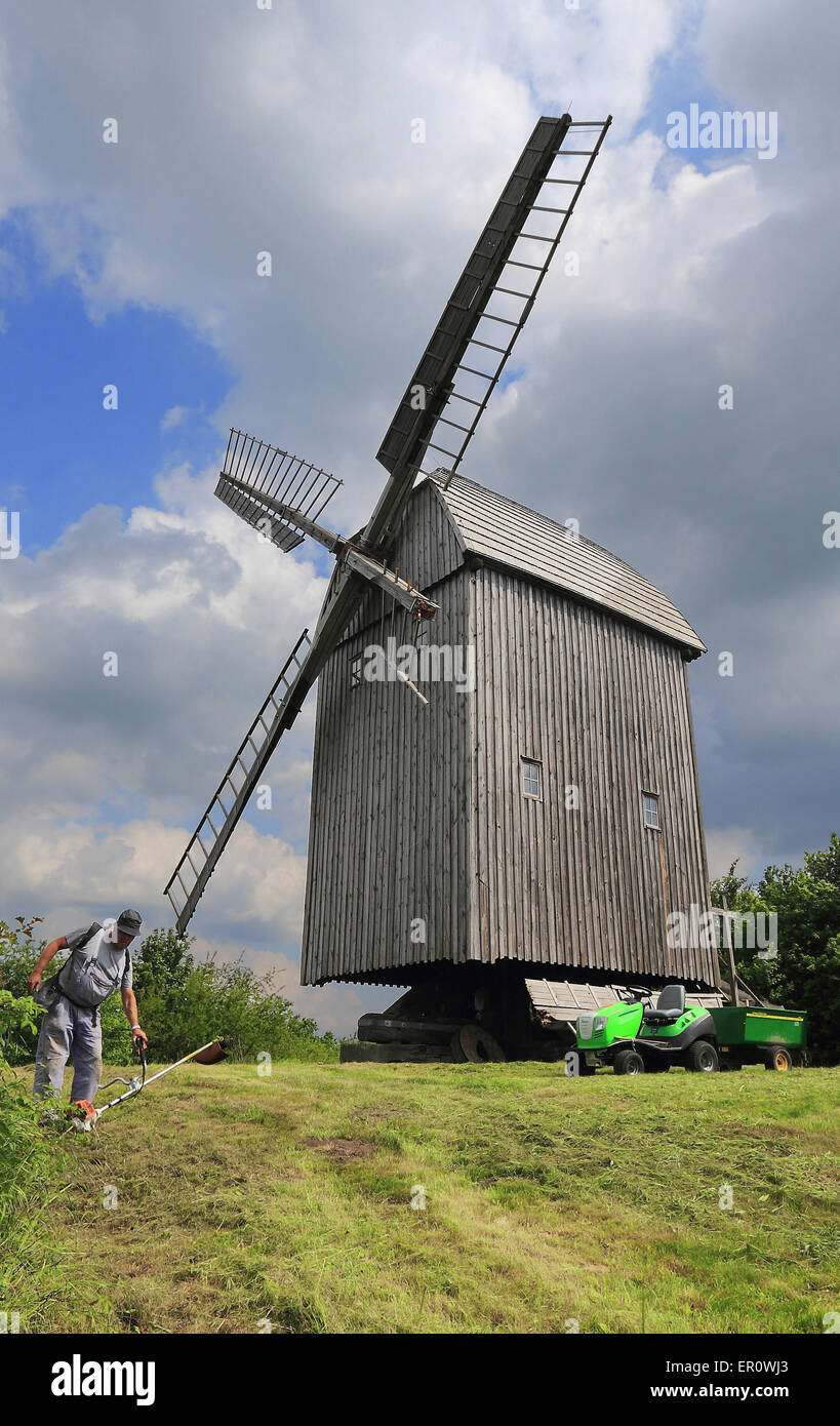 The Bockwindmühle windmill in Kleinmuehlingen, Germany, 21 May 2015 ...