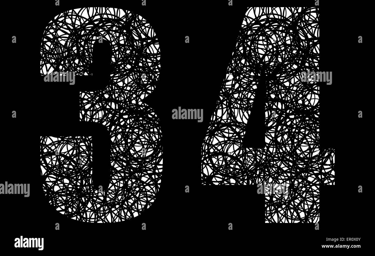 Abstract Black and White Font Numbers 3 and 4 Stock Vector Image & Art ...