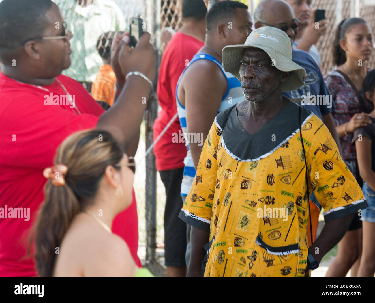 Punta Gorda, Belize. 23rd May, 2015. Old man in traditional Garifuna ...