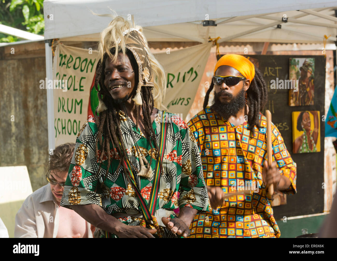 Punta Gorda, Belize. 23rd May, 2015. Drummers from the Maroon Creole ...
