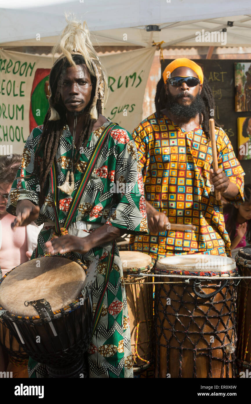 Punta Gorda, Belize. 23rd May, 2015. Drummers from the Maroon Creole ...