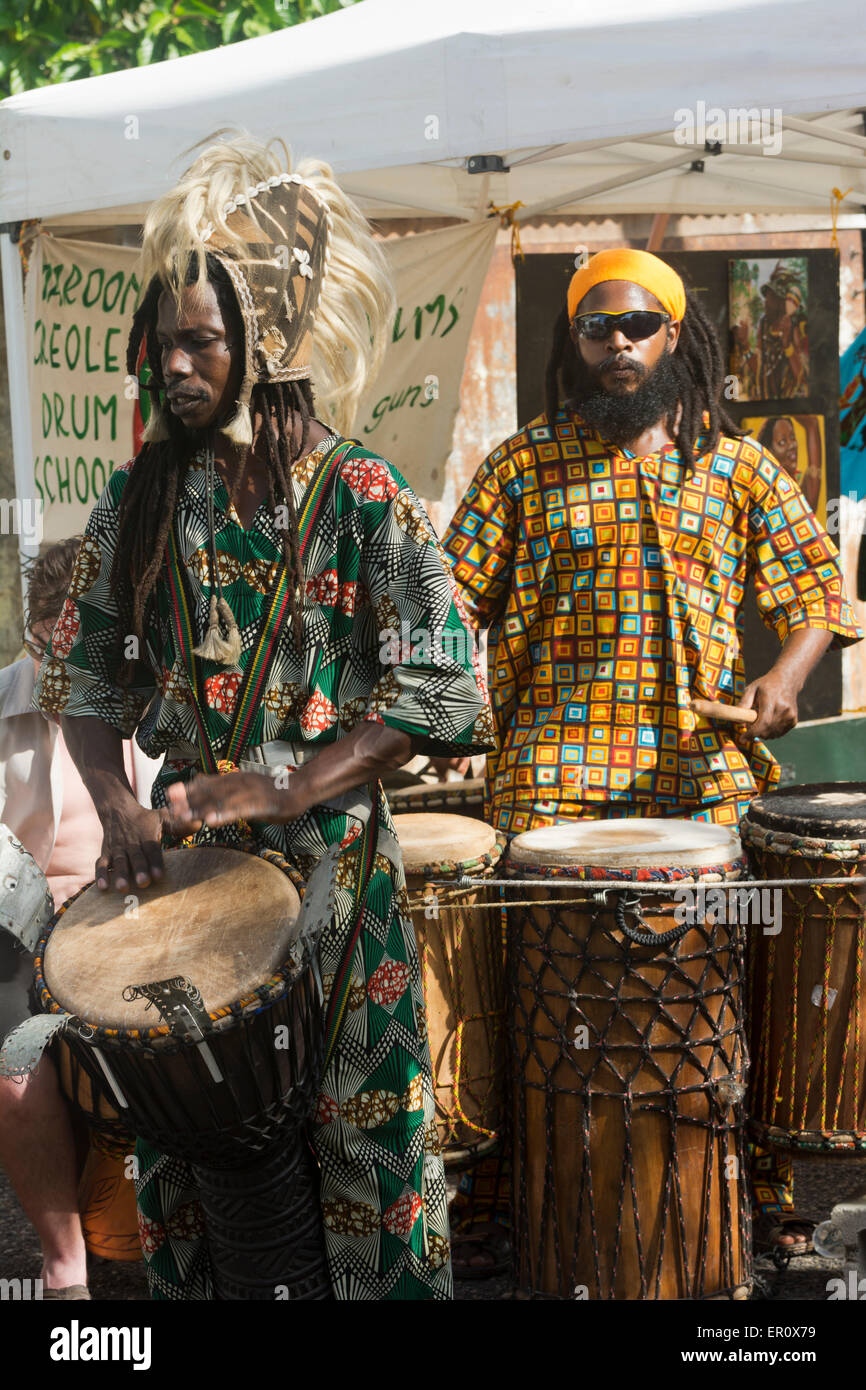 Punta Gorda, Belize. 23rd May, 2015. Drummers from the Maroon Creole ...