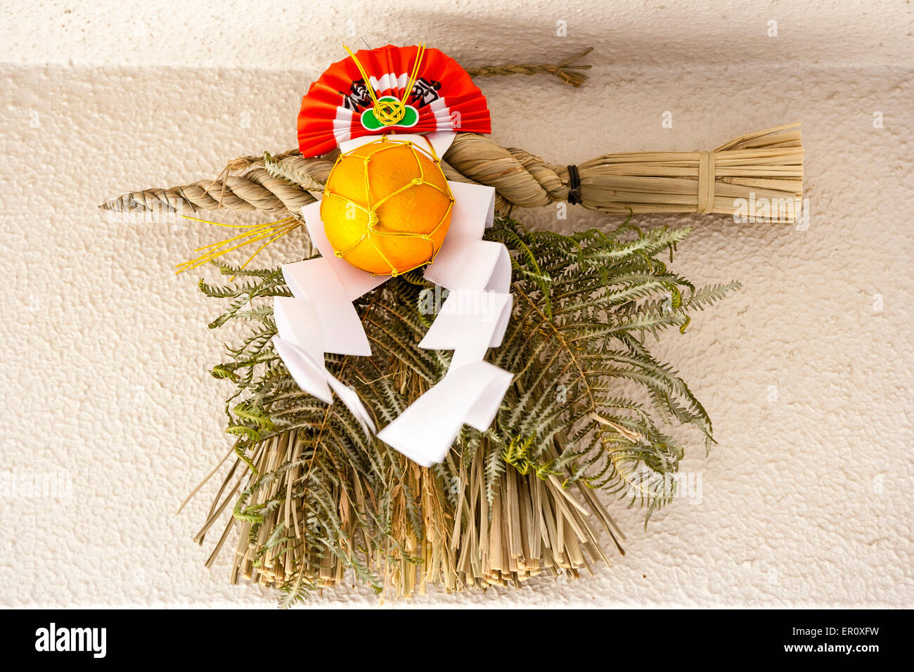 Typical new year decoration, Shimekazari, placed by exterior doors in ...