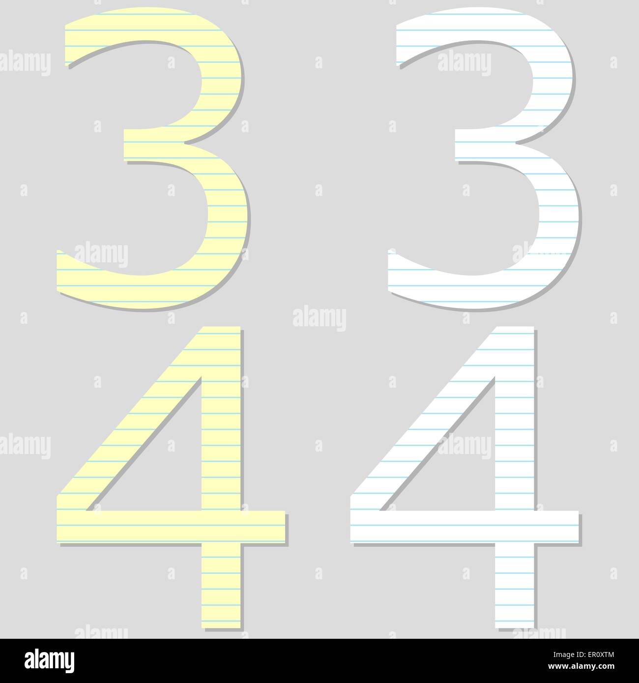 Paper Font Set Numbers 3 and 4 Stock Vector Image & Art - Alamy