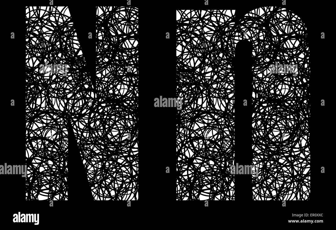 Decorative letter n black and white hi-res stock photography and images ...