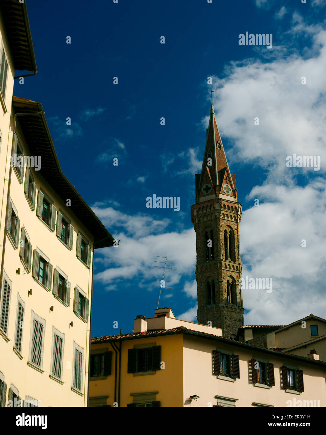 Belltower, Church of the Badia, Florence, Italy Stock Photo - Alamy