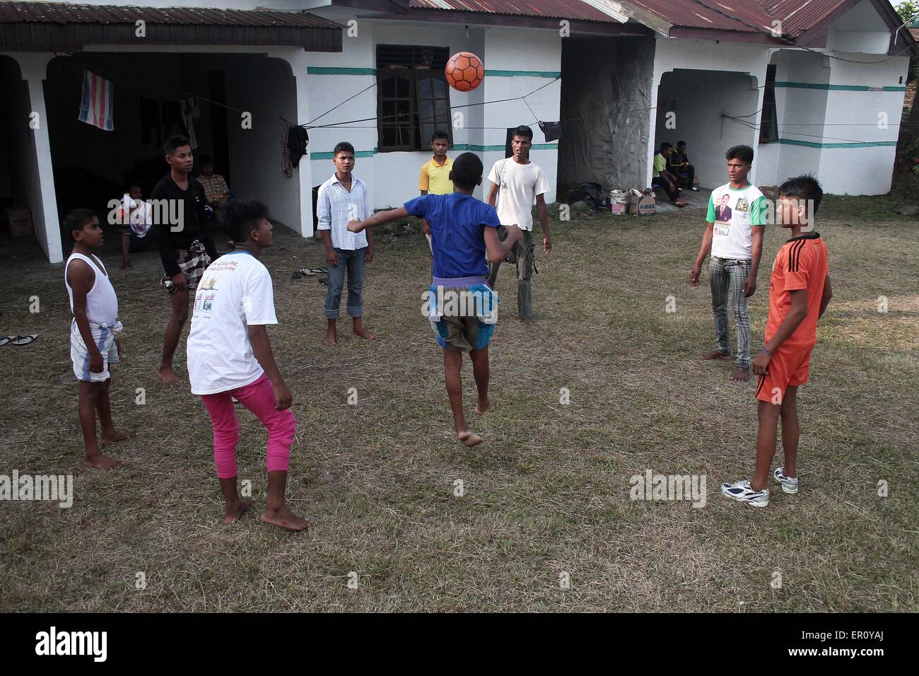 Medan, Indonesia. 24th May, 2015. Rohingya children gather to play ball ...