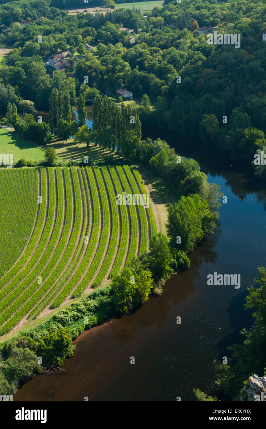 France, Quercy, Lot (46), Lot river and cornfield viewed from Saint ...